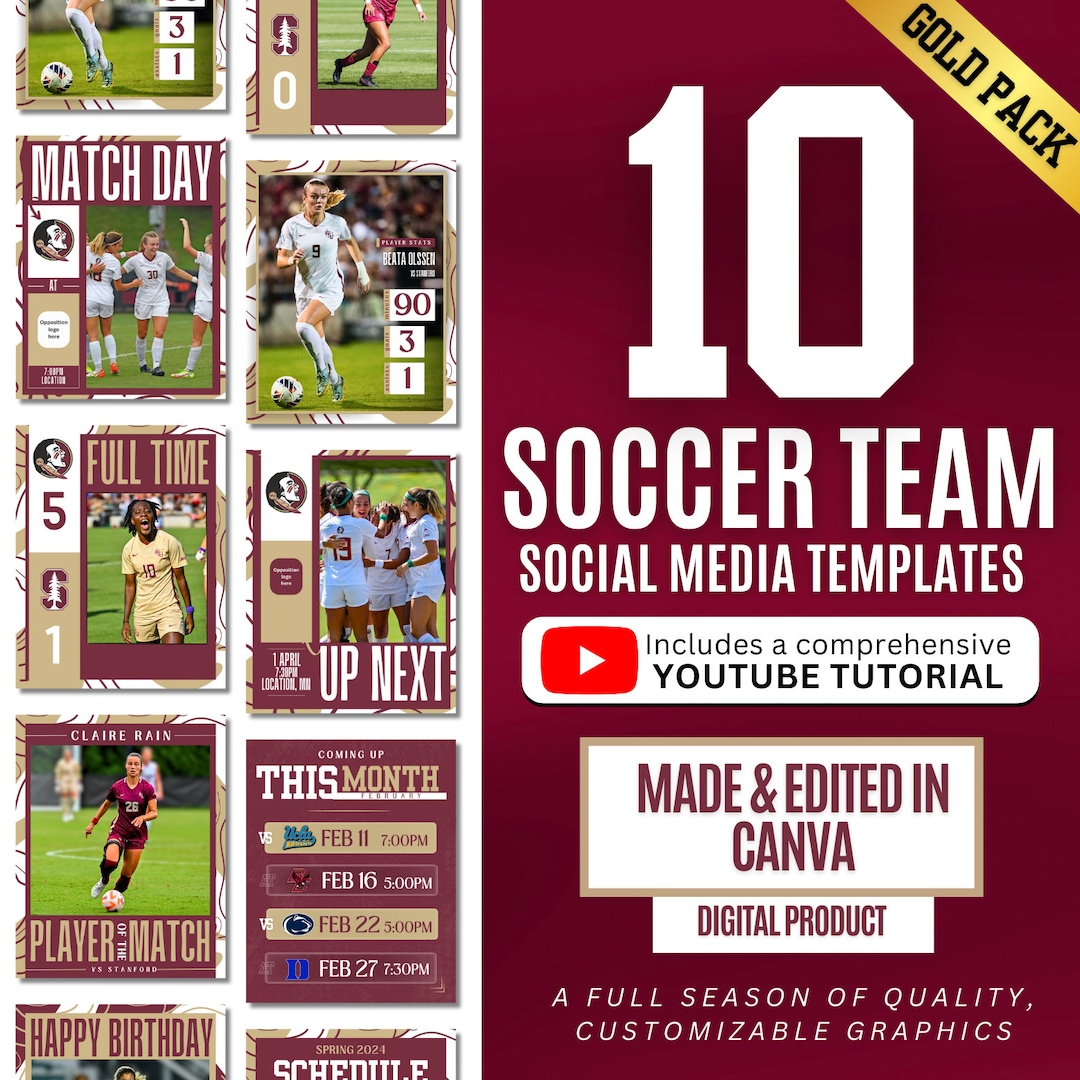 Soccer Template Canva Sports Team Social Media Template Customizable ...