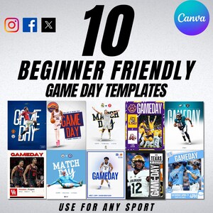 Game Day Canva Templates Sports Social Meida Graphic Customizable Match ...