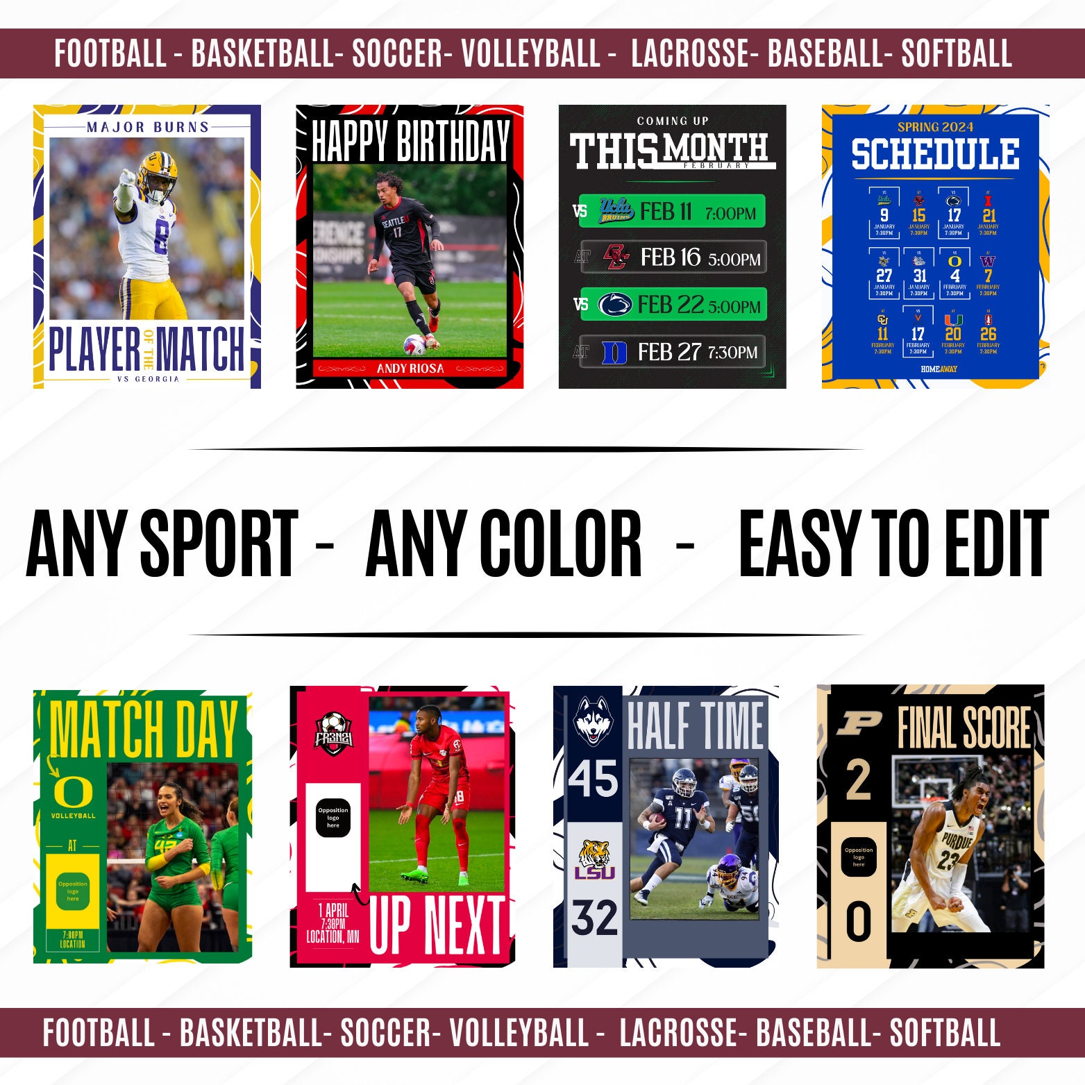 Soccer Template Canva Sports Team Social Media Template Customizable ...