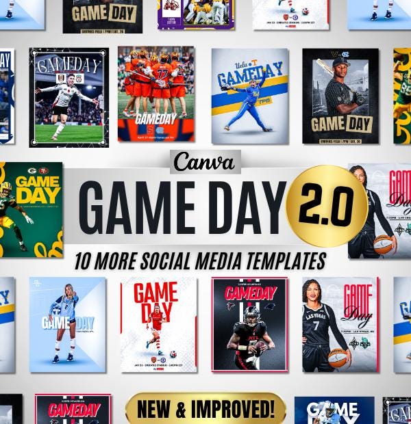 Game Day Canva Template Pack Sports Social Media Graphics Gameday ...