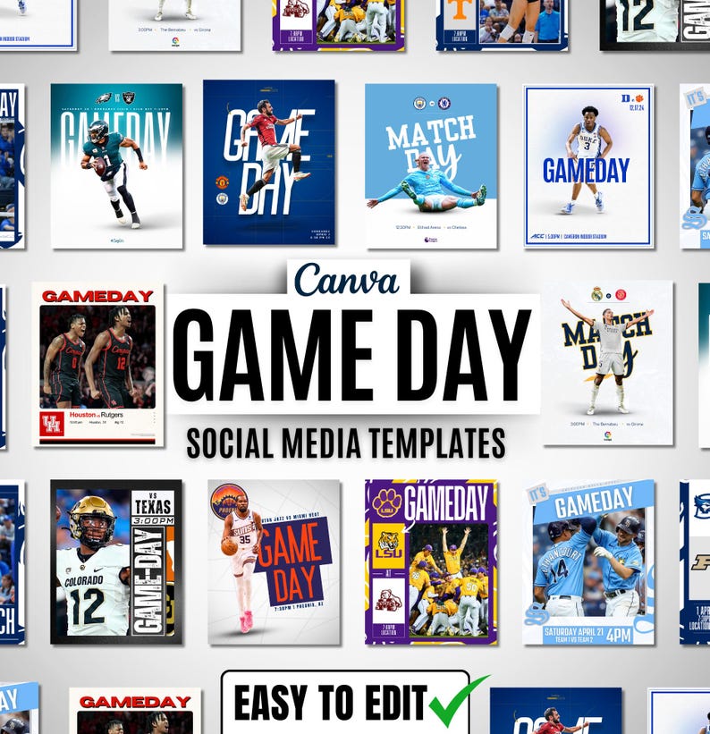 Game Day Canva Templates Sports Social Meida Graphic Customizable Match ...