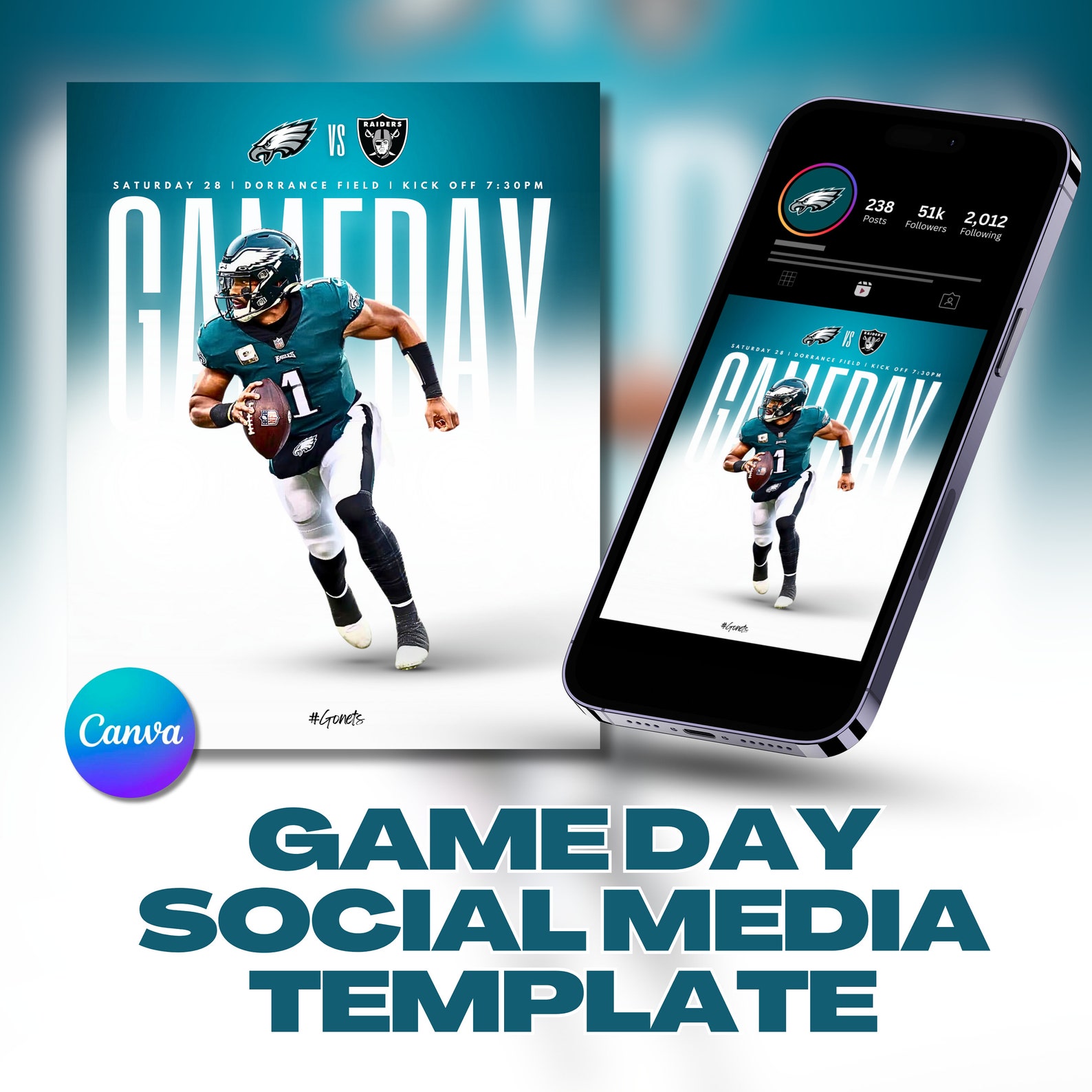 Game Day Social Media Canva Template Sports Graphic Customizable Match ...