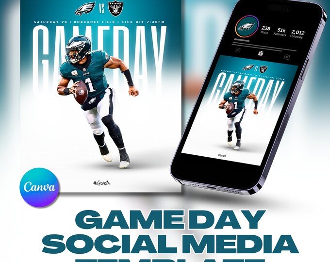 Game Day Social Media Photoshop Template Sports Graphic Customizable ...