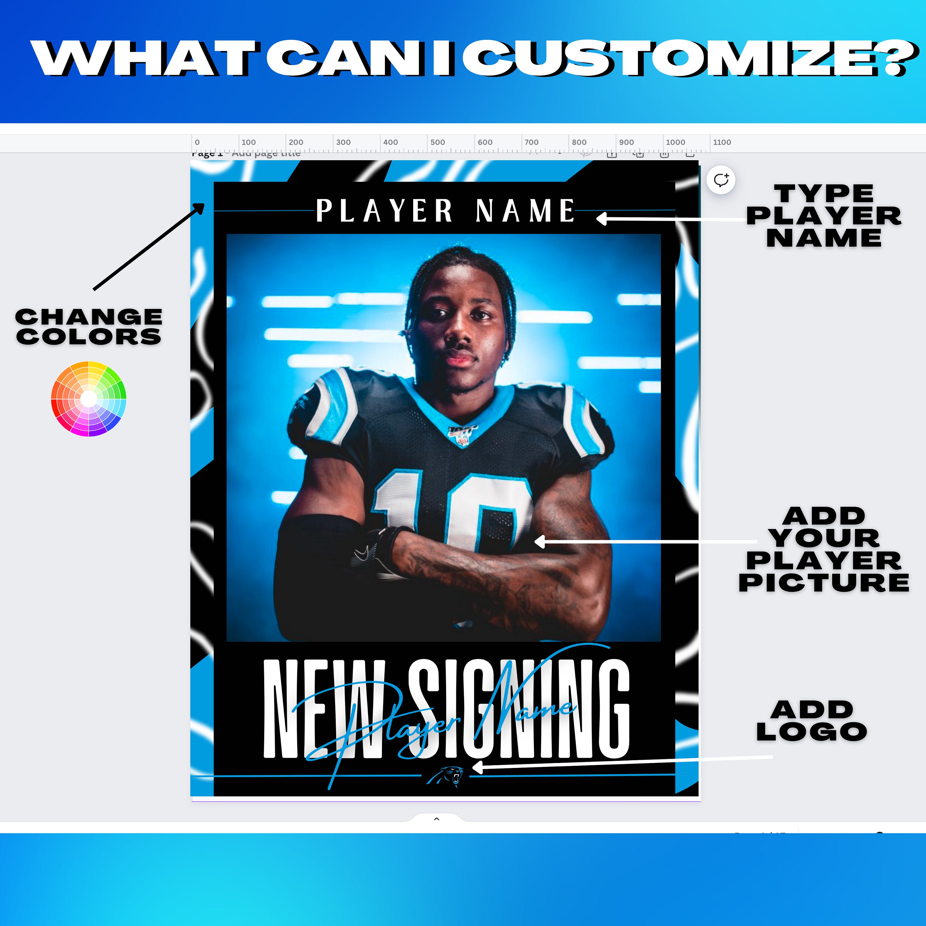 New Signing Social Media Canva Template Customizable Player ...