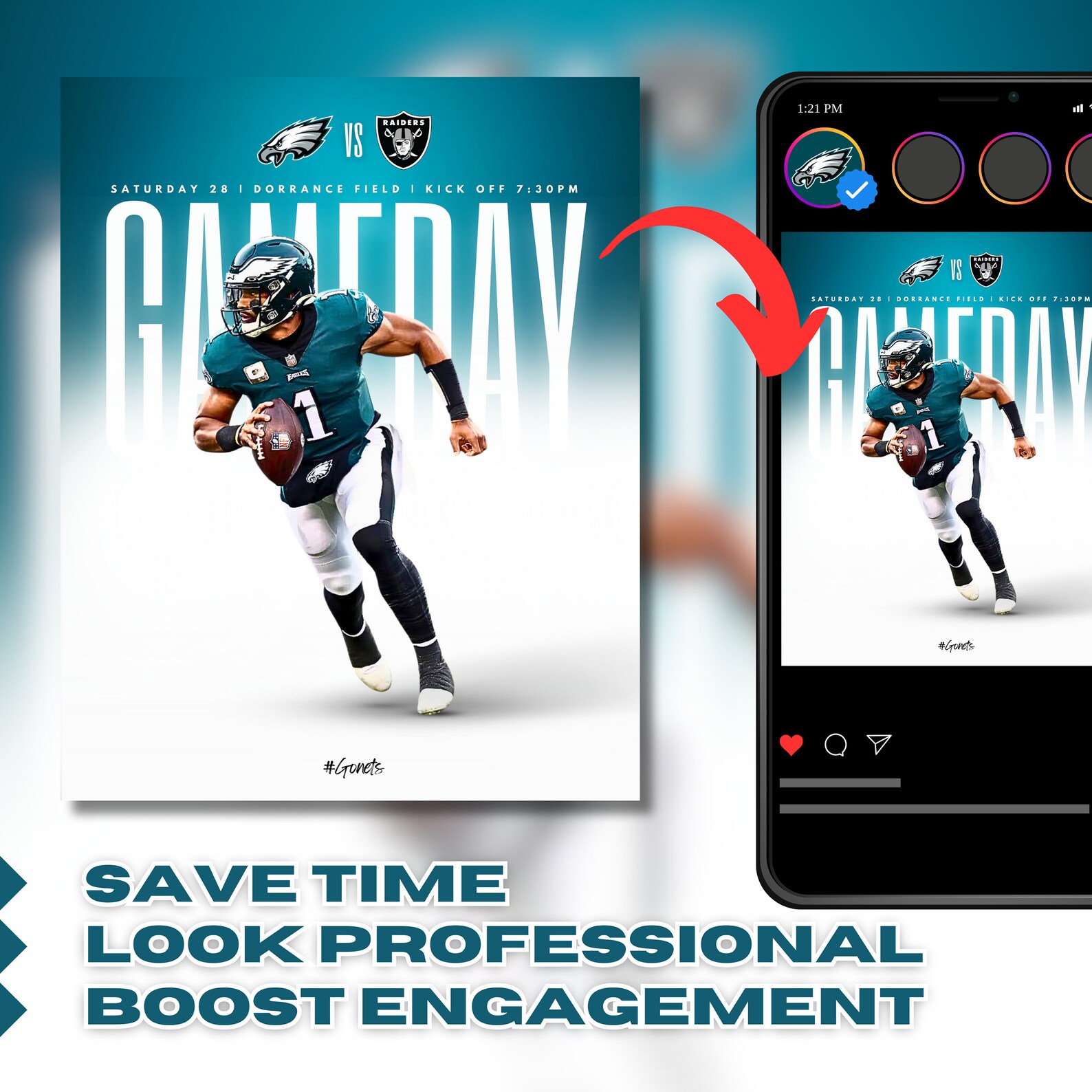 Game Day Social Media Canva Template Sports Graphic Customizable Match ...
