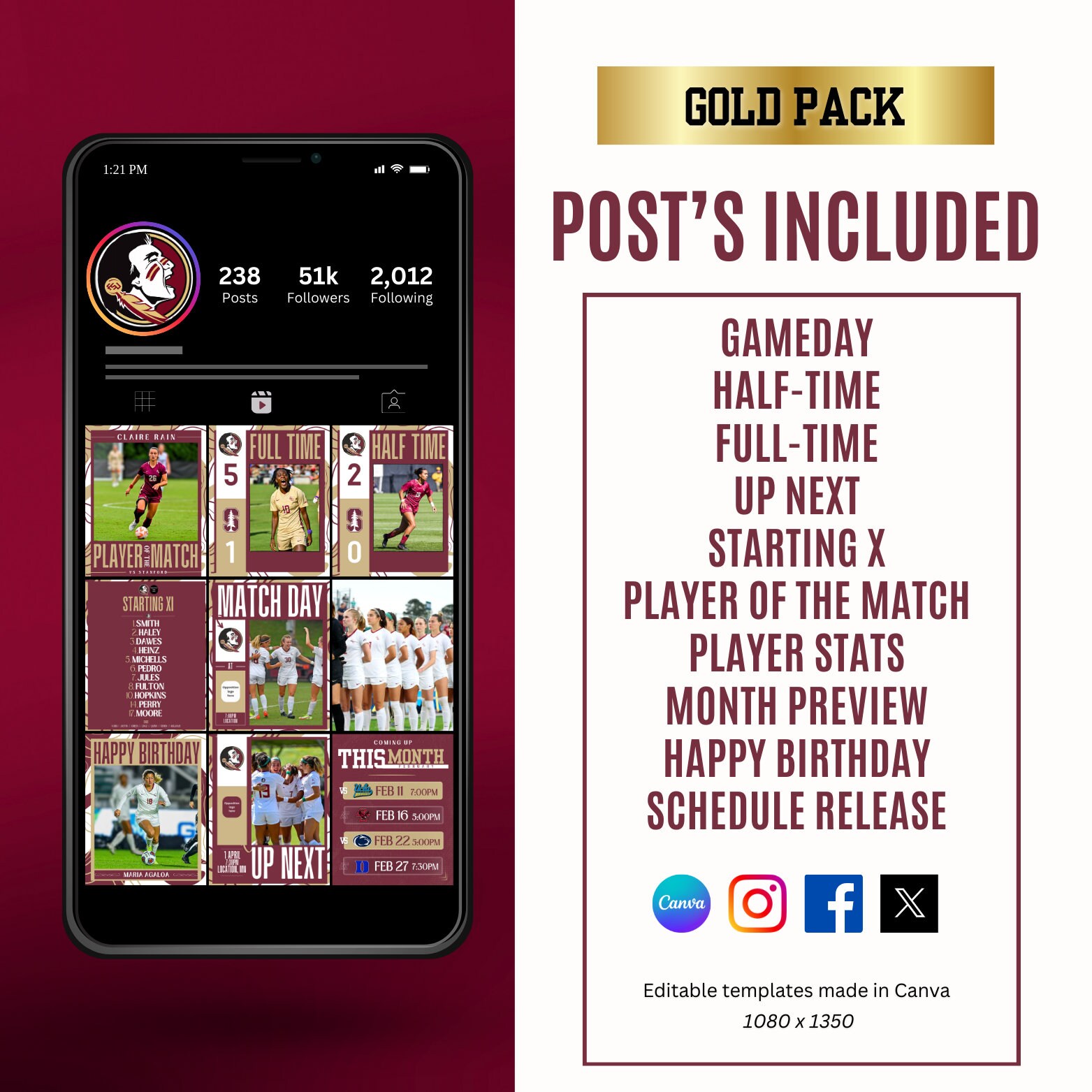 Soccer Template Canva Sports Team Social Media Template Customizable ...