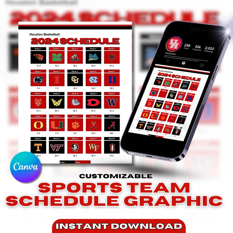 Team Schedule Social Media Canva Template Customizable Team Schedule ...