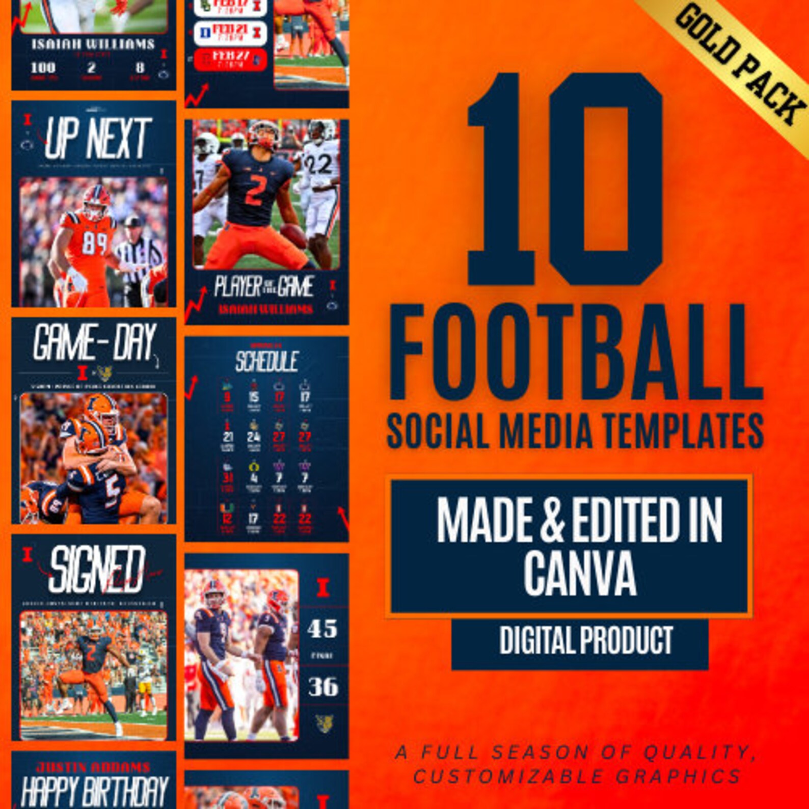 Football Social Media Template Canva Customizable Sports Graphics ...