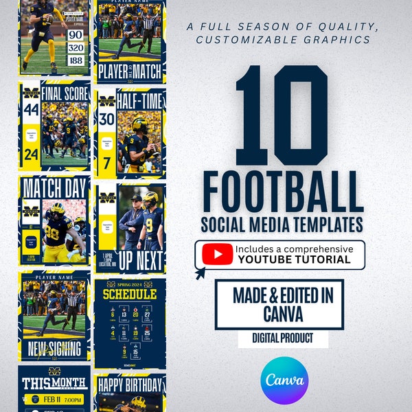 Canva Football Social Media Template - Etsy