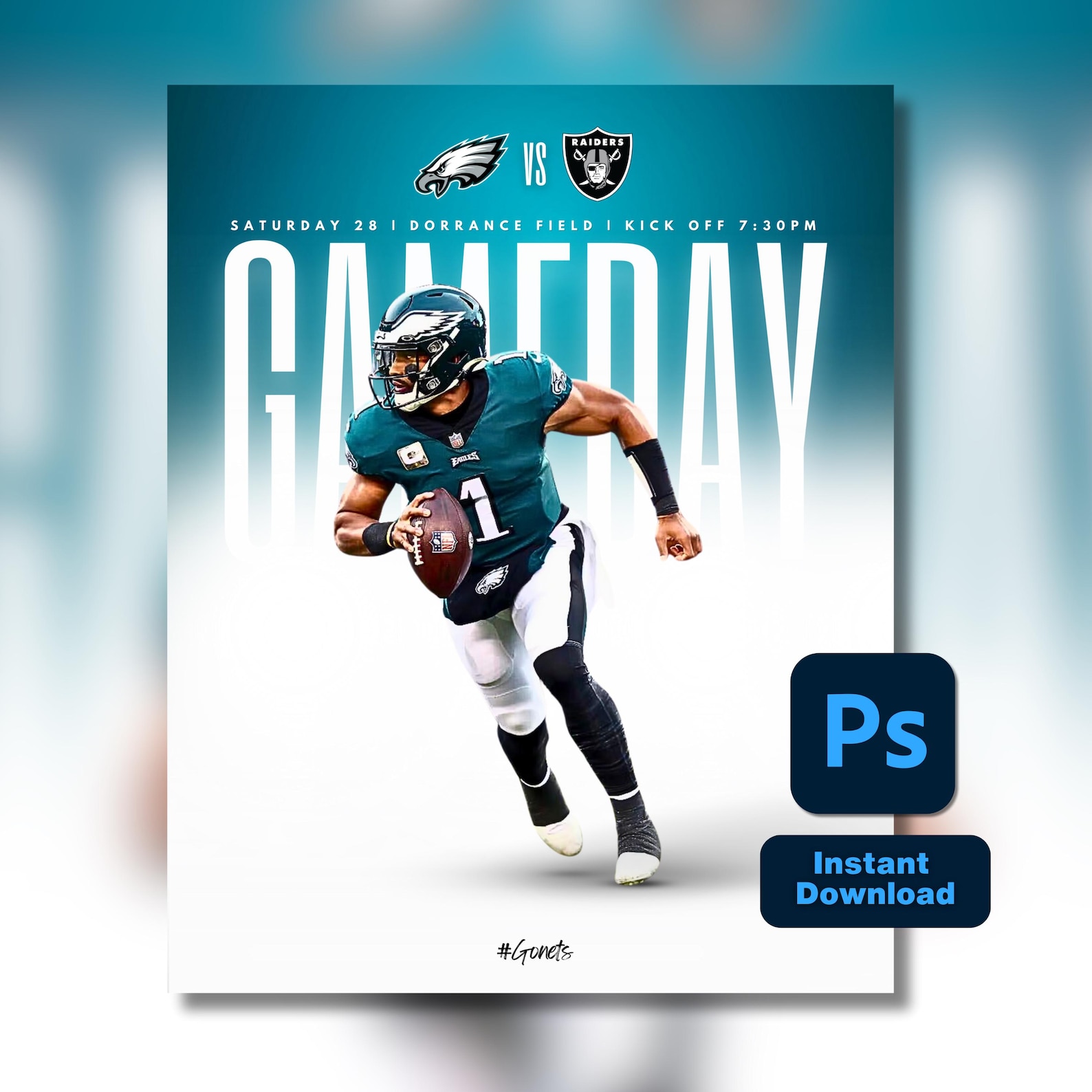 Game Day Social Media Photoshop Template Sports Graphic Customizable ...