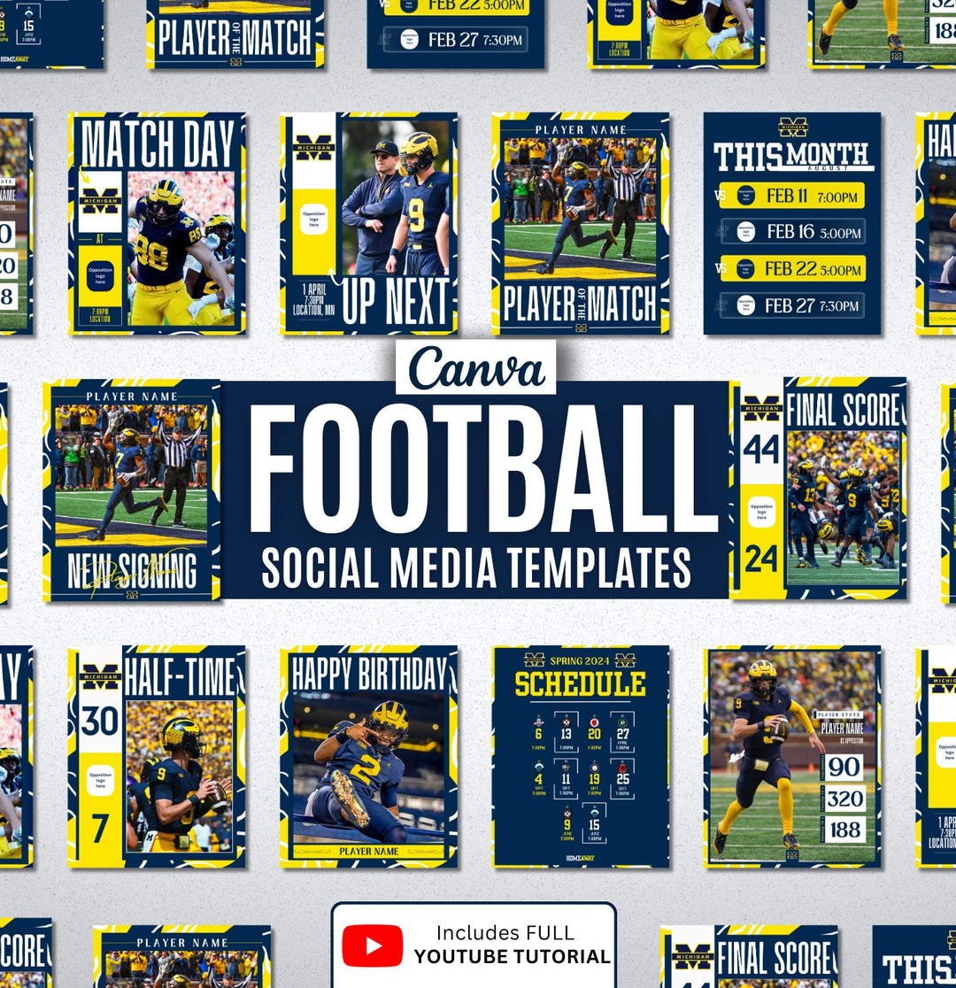 Football Sports Social Media Templates Canva Sports Football Team ...