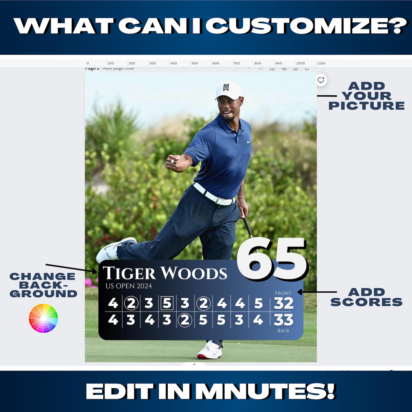 Golf Scorecard Template Canva Digital Score Card Social Media Instagram ...