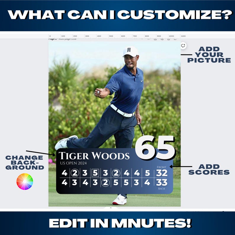 Golf Scorecard Template Canva Digital Score Card Social Media Instagram ...