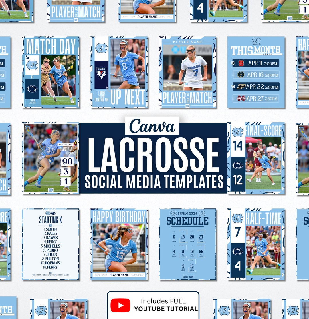 Lacrosse Template Social Media Graphics Canva Sports Team Customizable ...