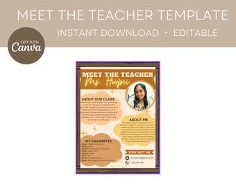 Meet the Teacher Template Canva Template Editable Template Back to ...