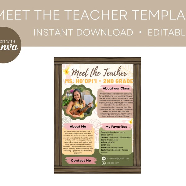 Meet the Teacher Template - Etsy