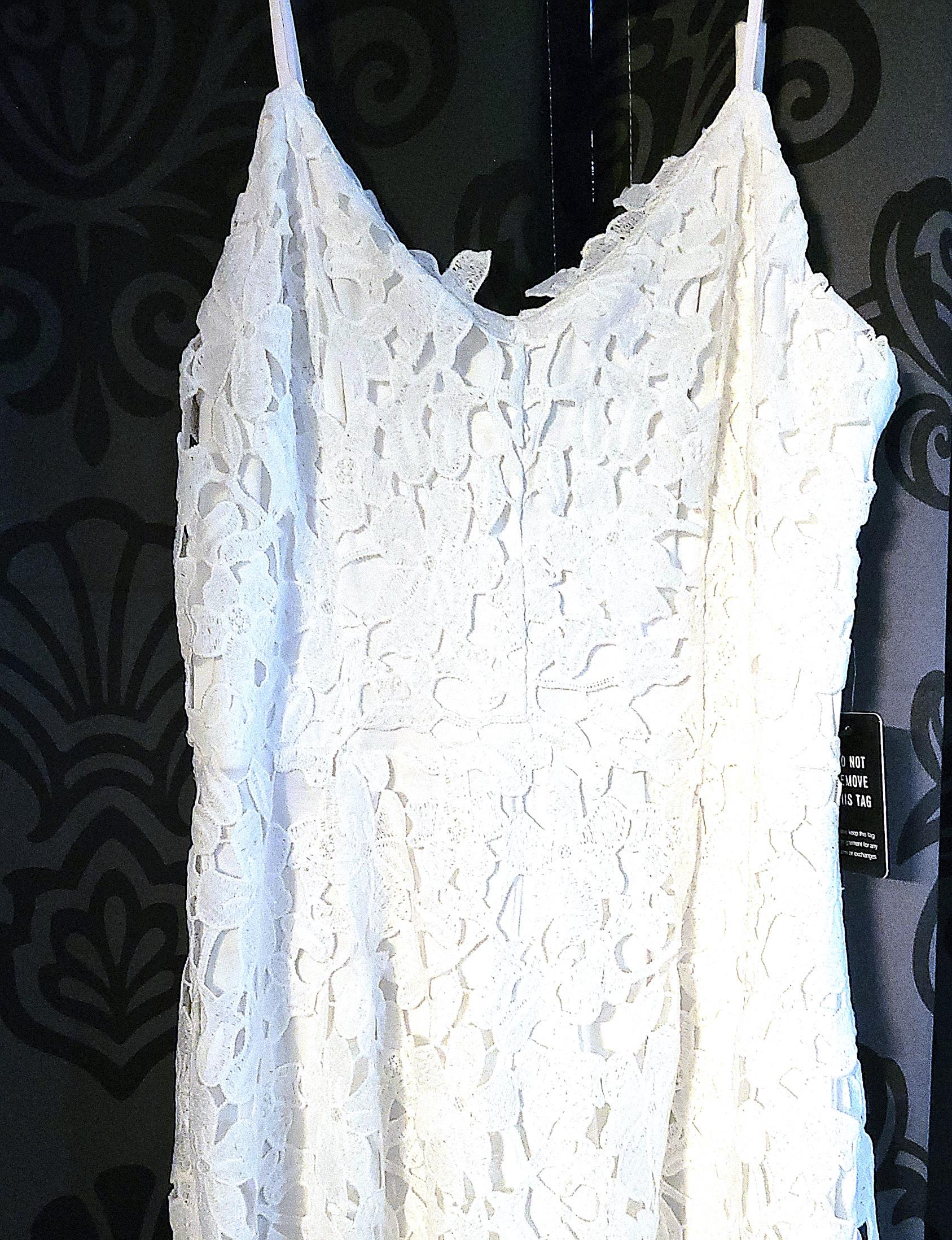 NWT Beautiful Tea-length White Lace Dress Size S Wedding Spring Summer ...