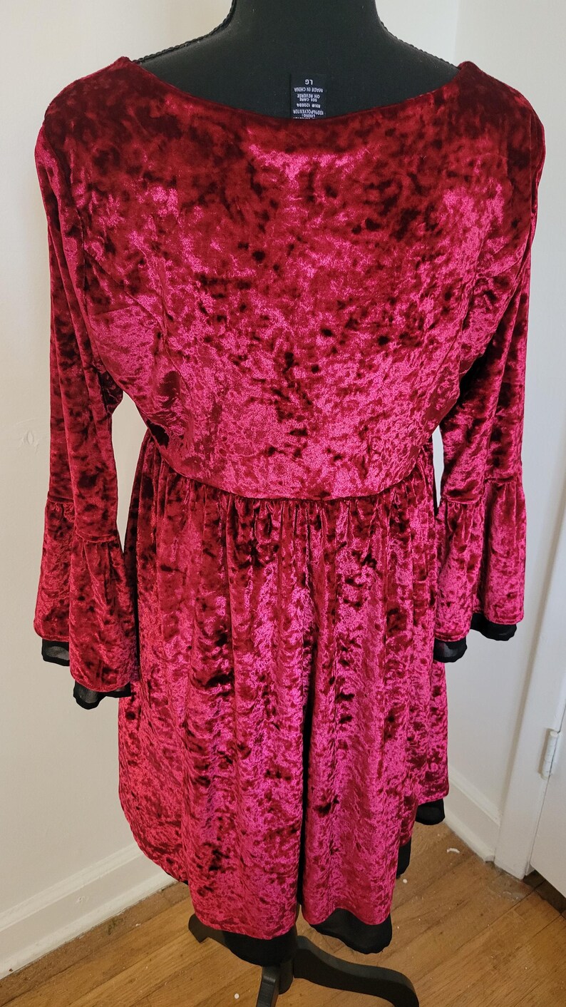 Hot Topic Red Velvet Bell Sleeve Dress Vintage Size L - Etsy