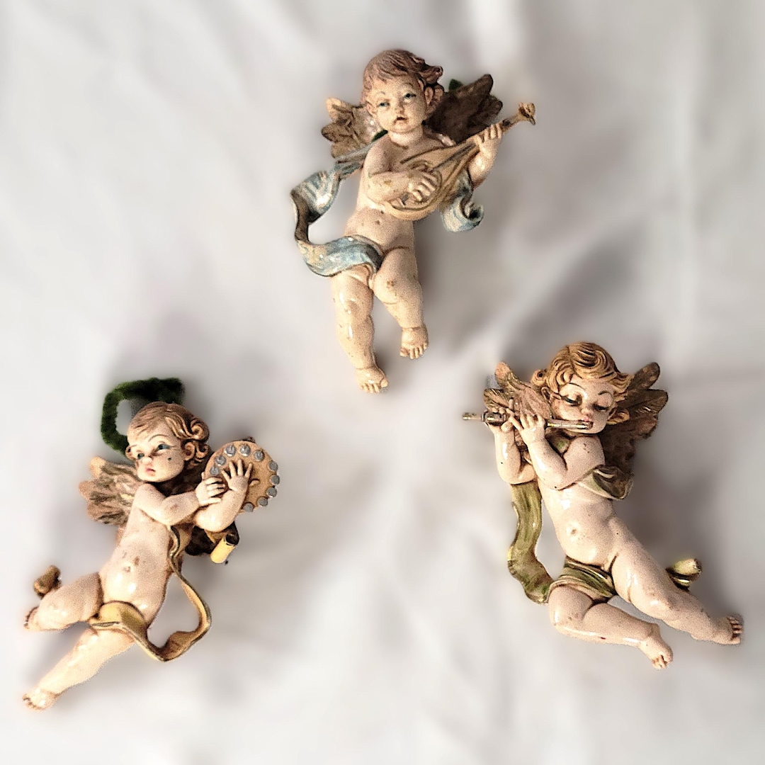 Vintage Depose Italian Christmas Angels Cherubs Set of Three - Etsy
