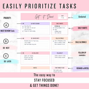 Editable to Do Brain Dump Planner, ADHD Daily Weekly Goals Planner, to ...