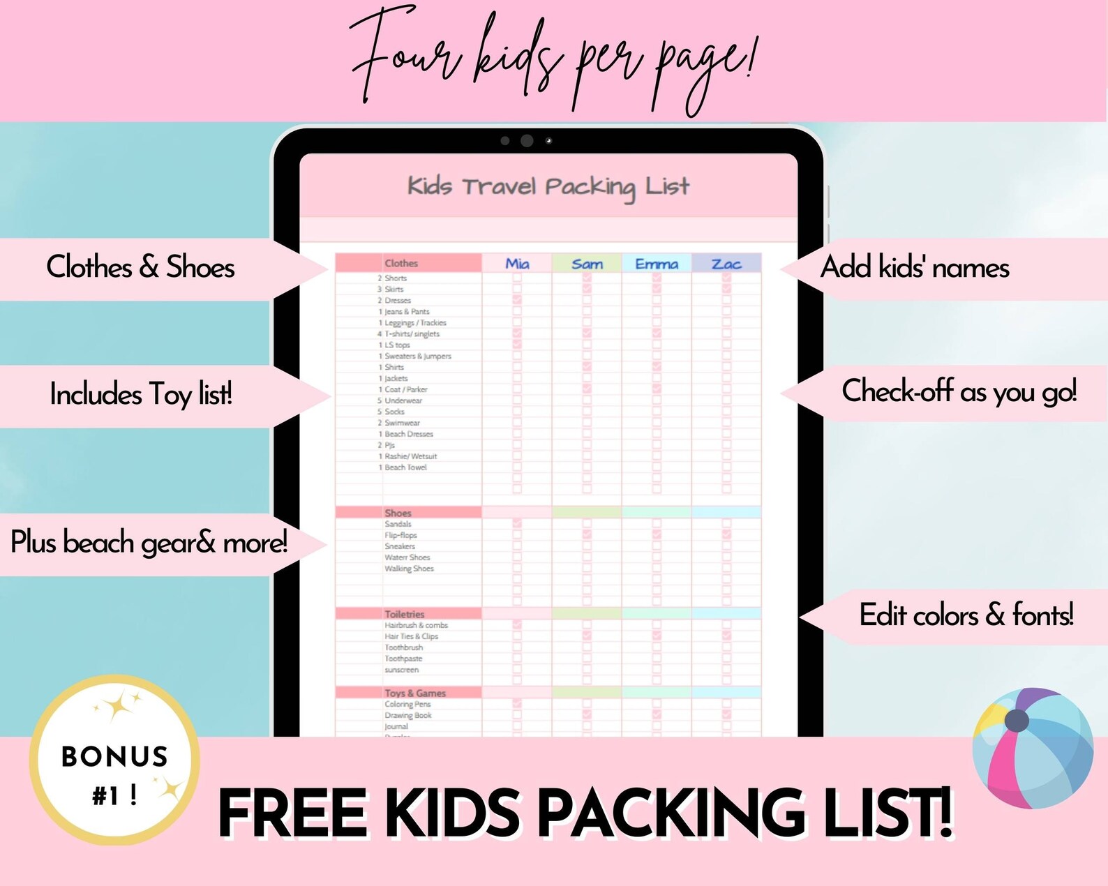 EDITABLE Travel Packing List Template in Google Sheets /excel - Etsy ...