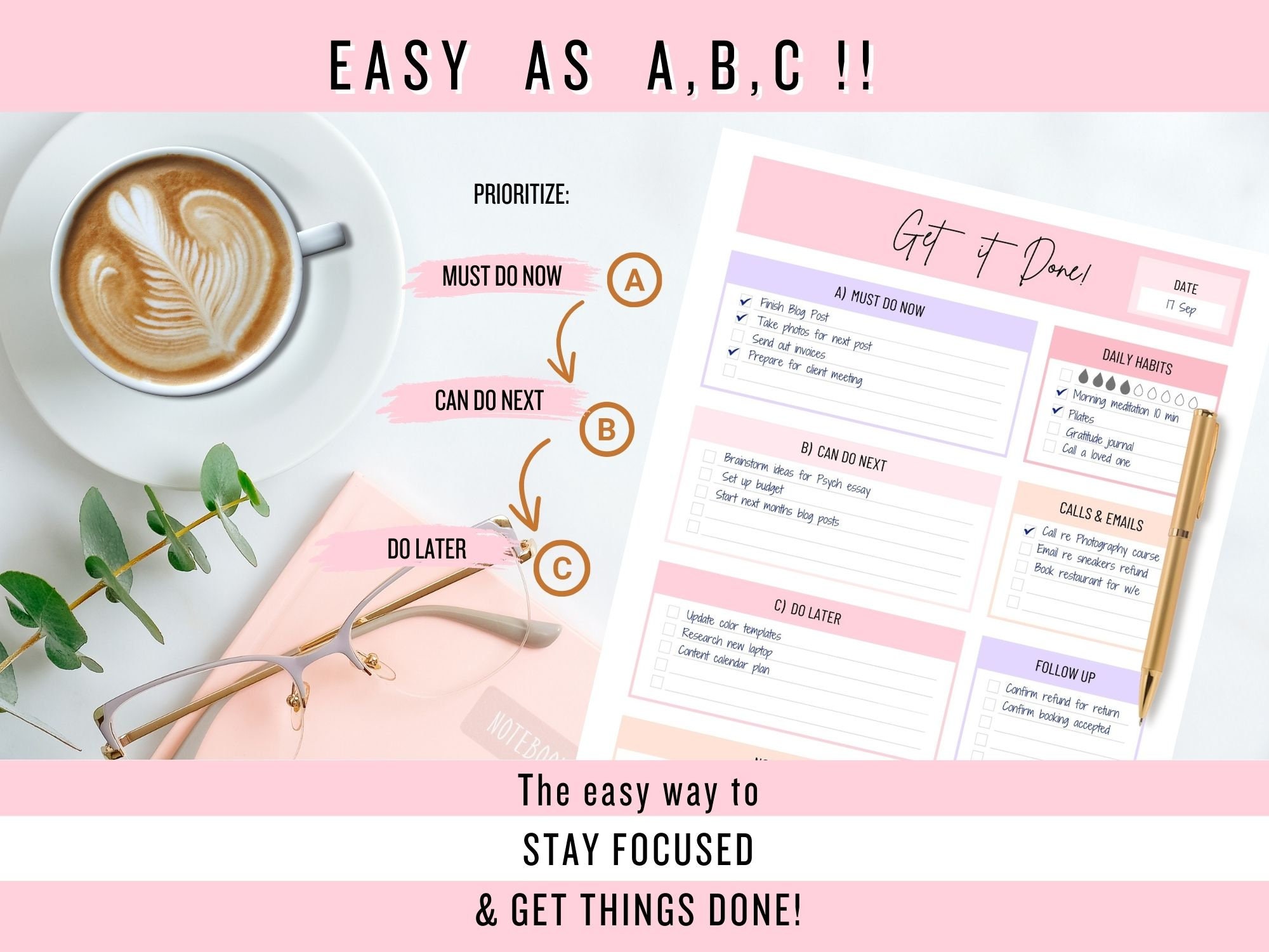 Editable to Do Brain Dump Planner, ADHD Daily Weekly Goals Planner, to ...