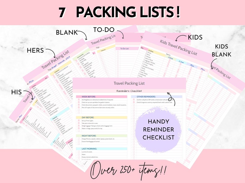 EDITABLE Travel Packing List Template in Google Sheets /excel ...