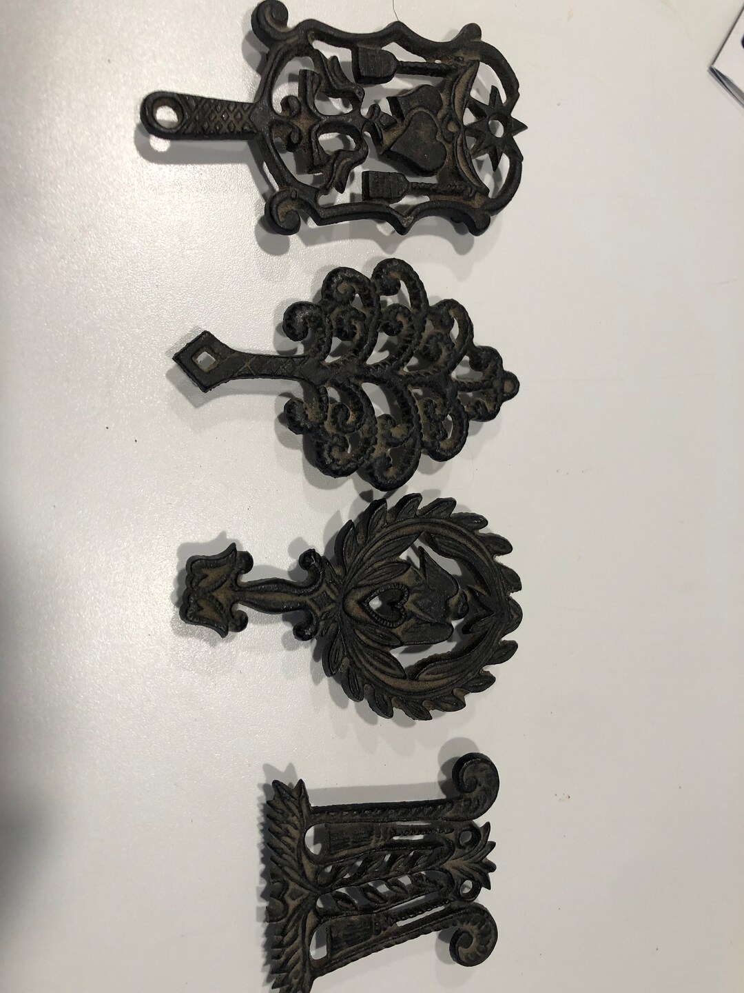 Vintage Mini Trivets Wrought Iron Vintage Set of 4 Black Cast - Etsy