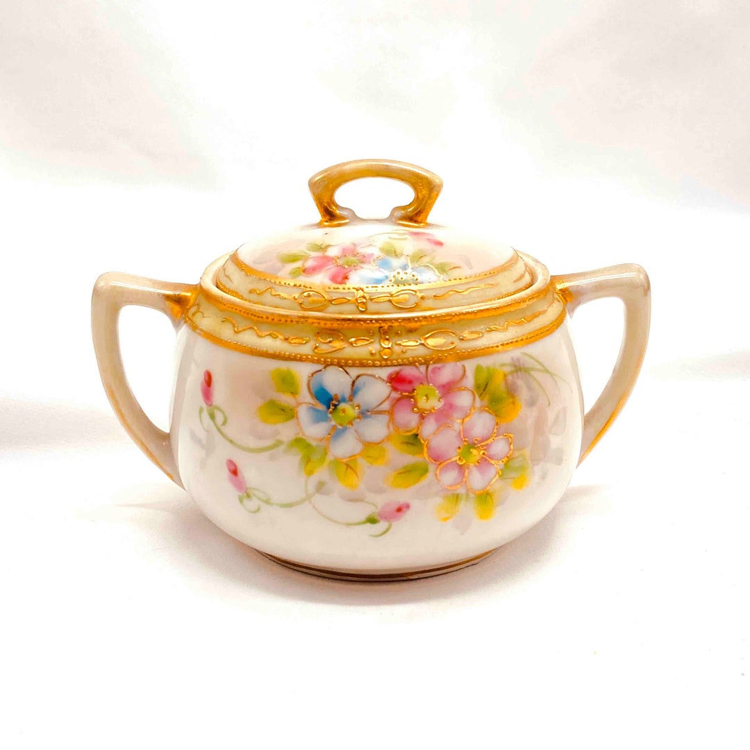 Antique Nippon Sugar Bowl Hand Painted With Moriage Gold Trim - Etsy