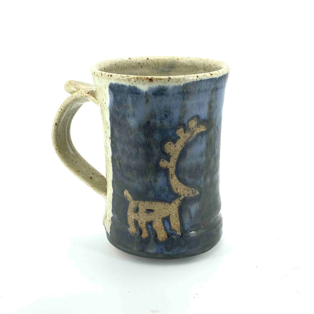 Art Pottery Mug With Reindeer and Moon Signed and Dated - Etsy