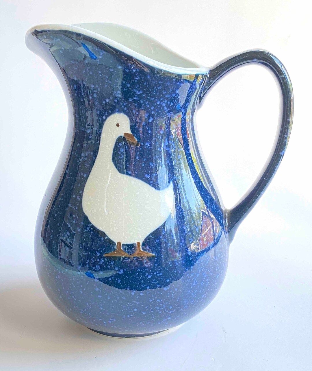 Blue Otagiri Splatter Glaze Pitcher With Goose or Duck - Etsy