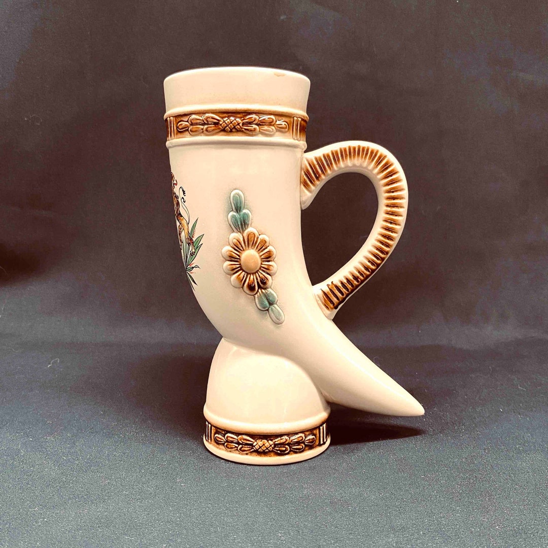 Vintage Horn and Flowers Beer Stein Bavaria With Bavarian Crest BRK ...