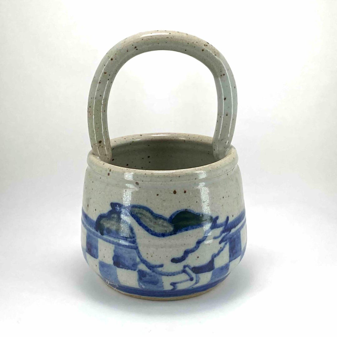 Vintage Debbie Dean Studio Pottery Egg Basket 7.5"h - Etsy