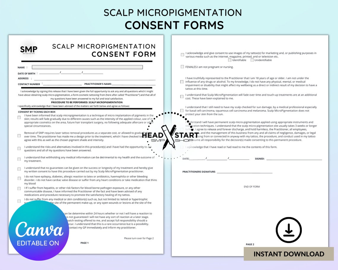 SMP Consent Form Template Give Your Scalp (Instant Download) - Etsy