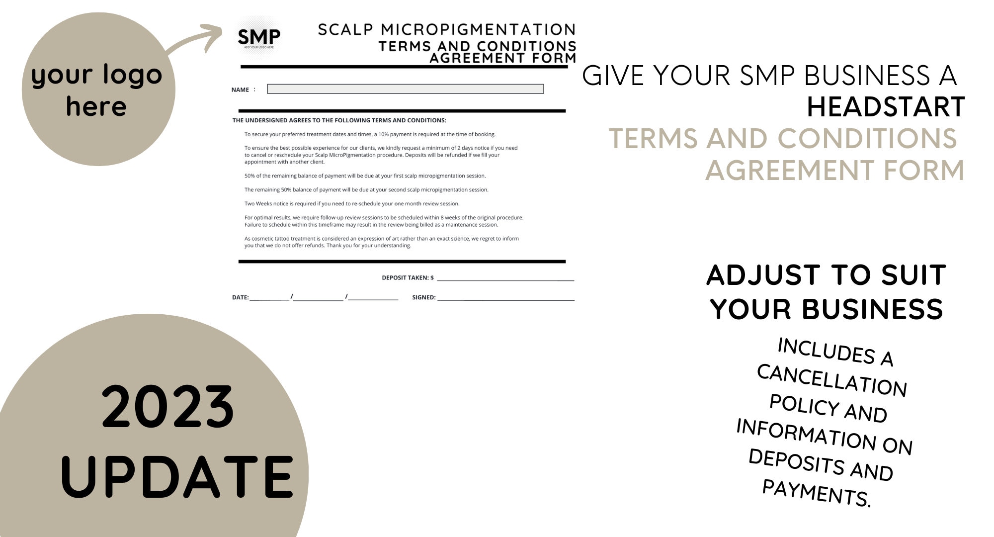 Scalp Micropigmentation (SMP) Treatment Agreement Form Including ...