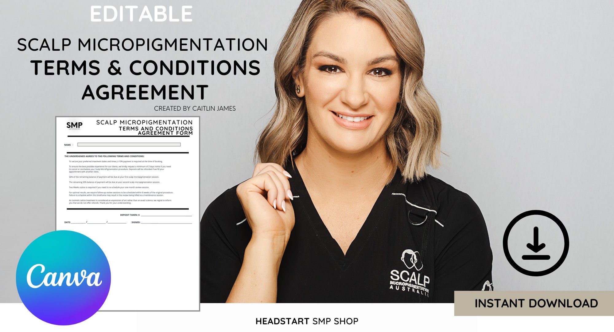 Scalp Micropigmentation (SMP) Treatment Agreement Form Including ...