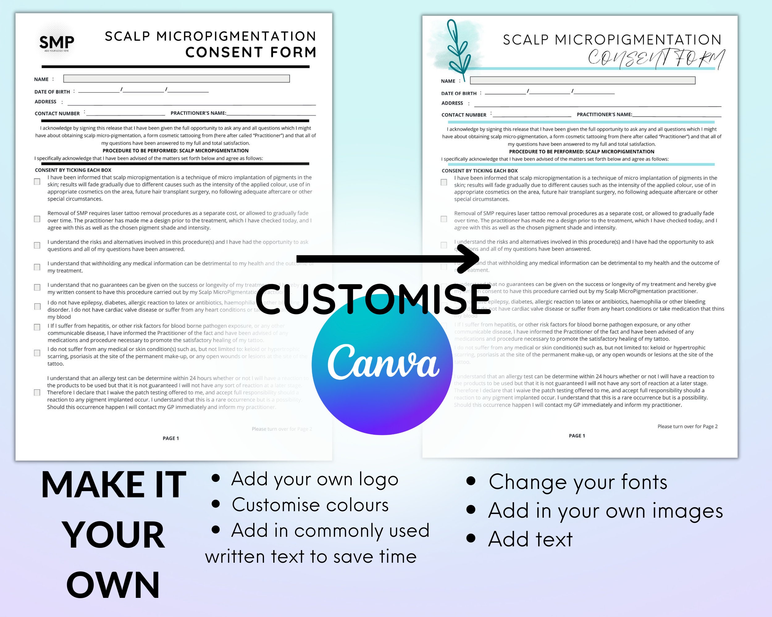 SMP Consent Form Template Give Your Scalp Micropigmentation Business a ...