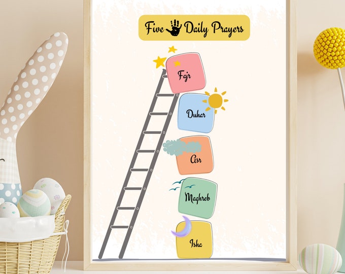 Printable Muslim Prayer Tracker for Kids Salah Bundle, Pillars of Islam ...