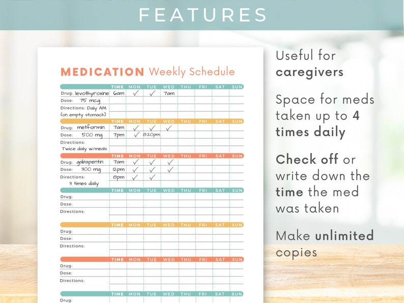 MEDICATION TRACKER Log, Printable & Fillable Chart Template for ...