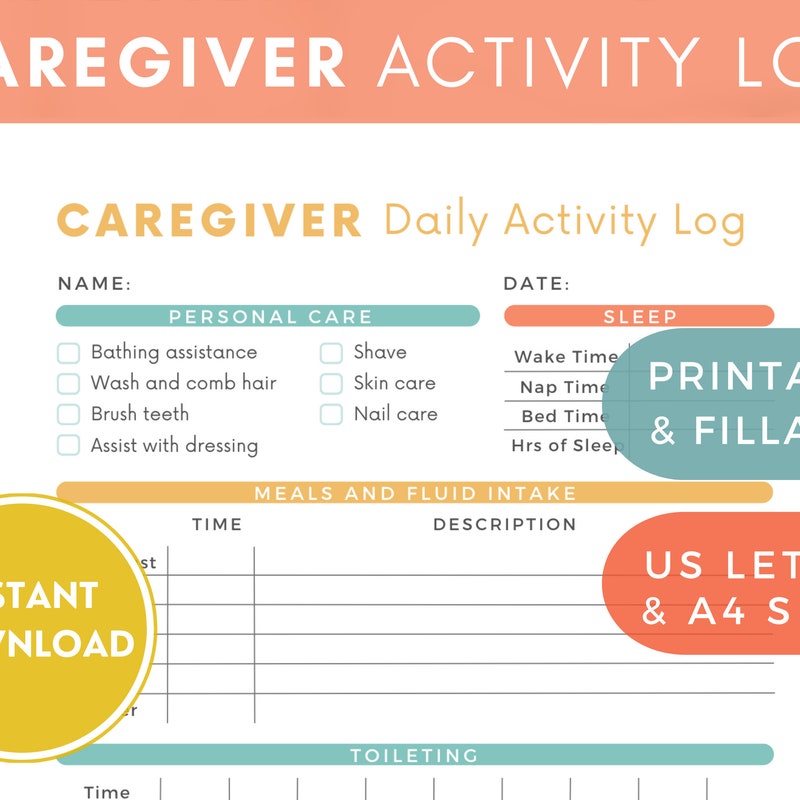 Caregiver Daily Log - Etsy