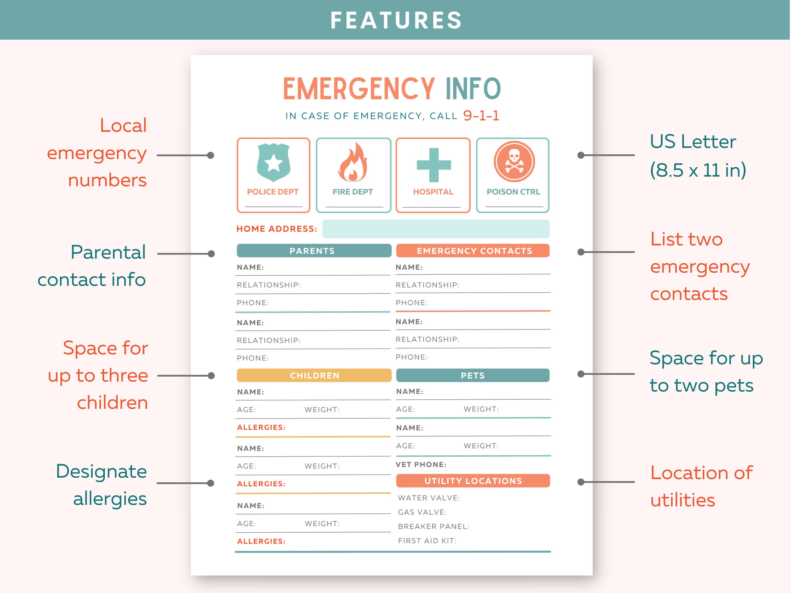 Fillable Printable EMERGENCY CONTACT Info Sheet Template for Daycare ...