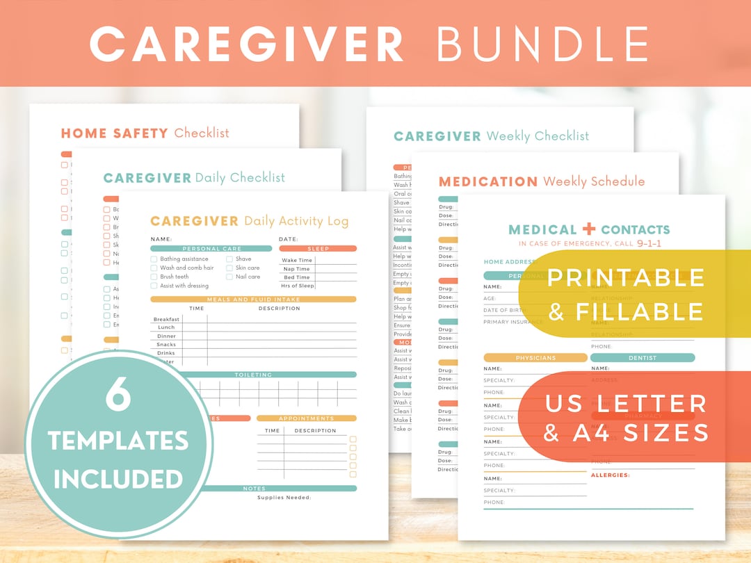 CAREGIVER BUNDLE - 6 TEMPLATES for Caregivers, Home Health, Senior Care ...