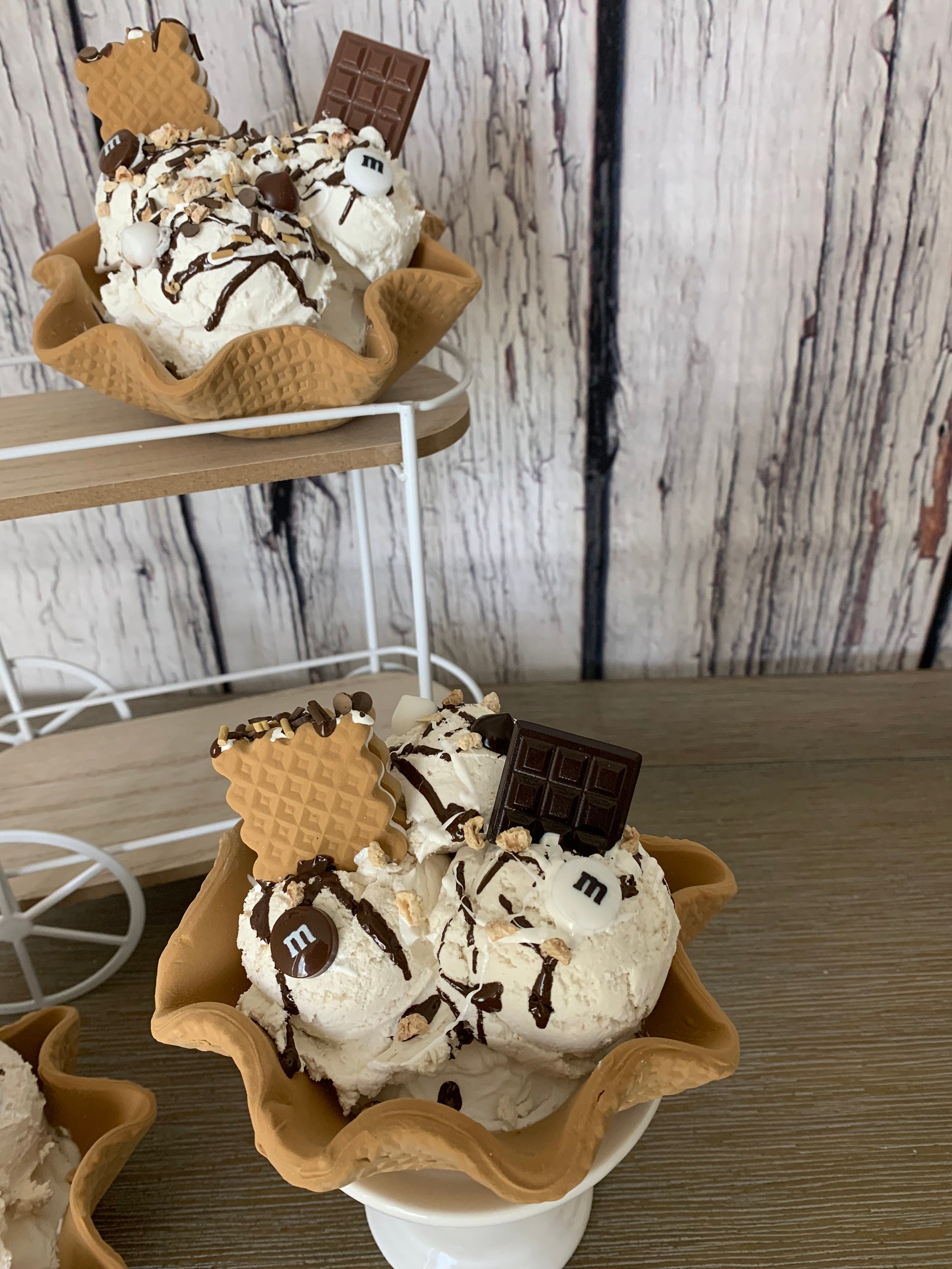 Smore Faux Waffle Bowl Ice Cream Smores Decor Smores Tiered Tray Decor ...