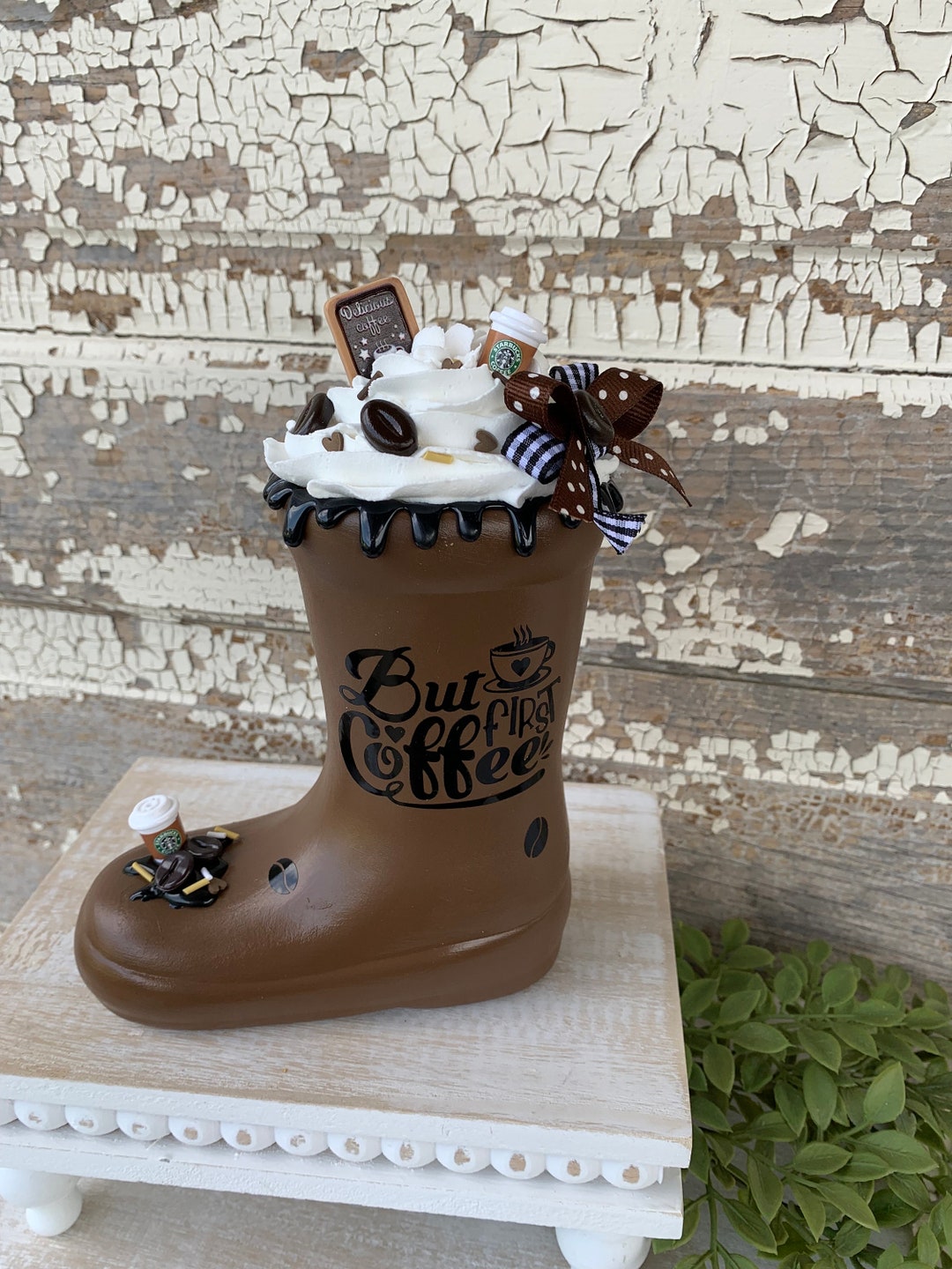 Coffee Faux Fake Boot Decor Tiered Tray Decor Photo Prop - Etsy