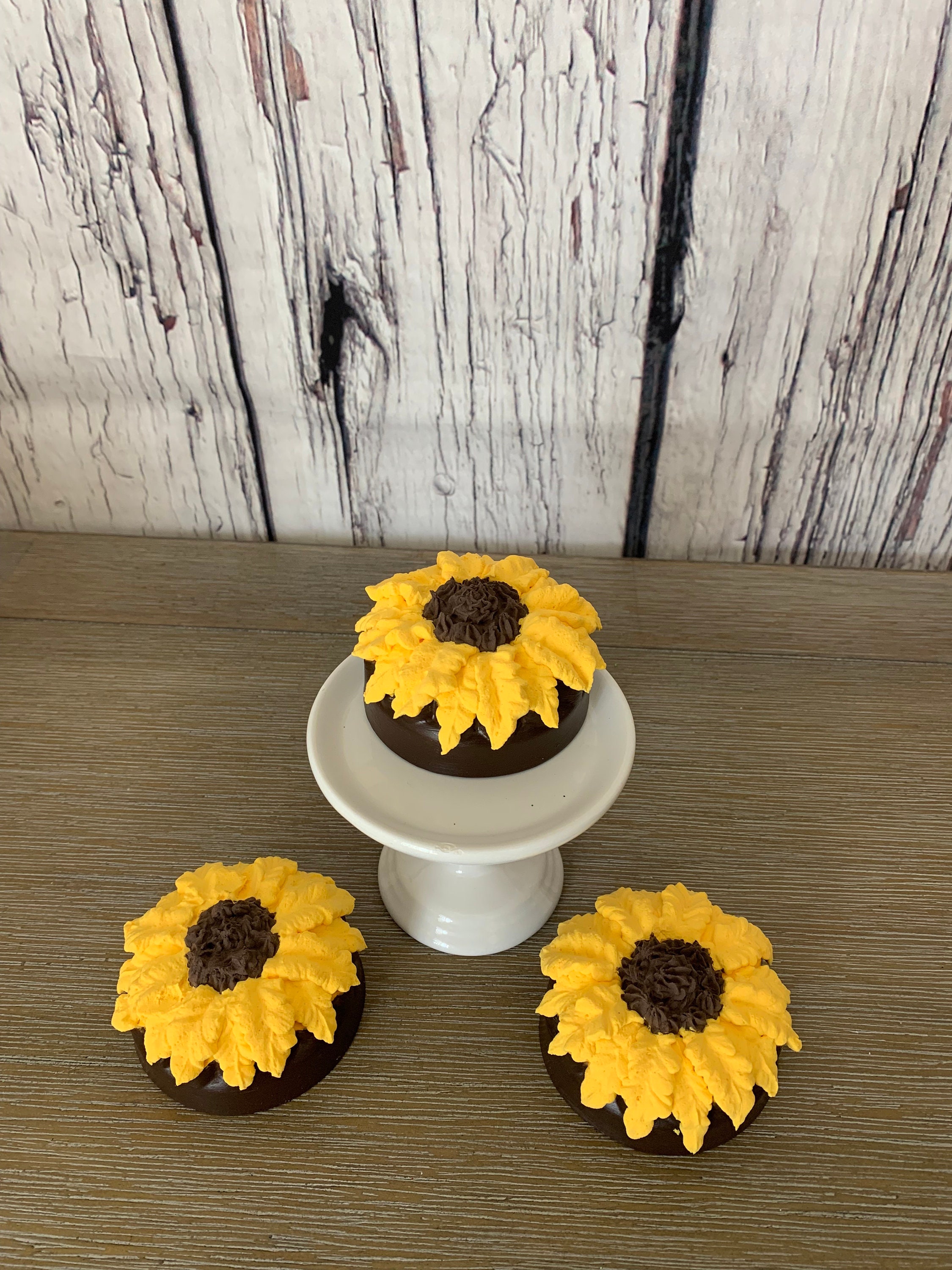 Fake Sunflower Mini Cake Fake Sunflower Cake Sunflower Decor Fake ...