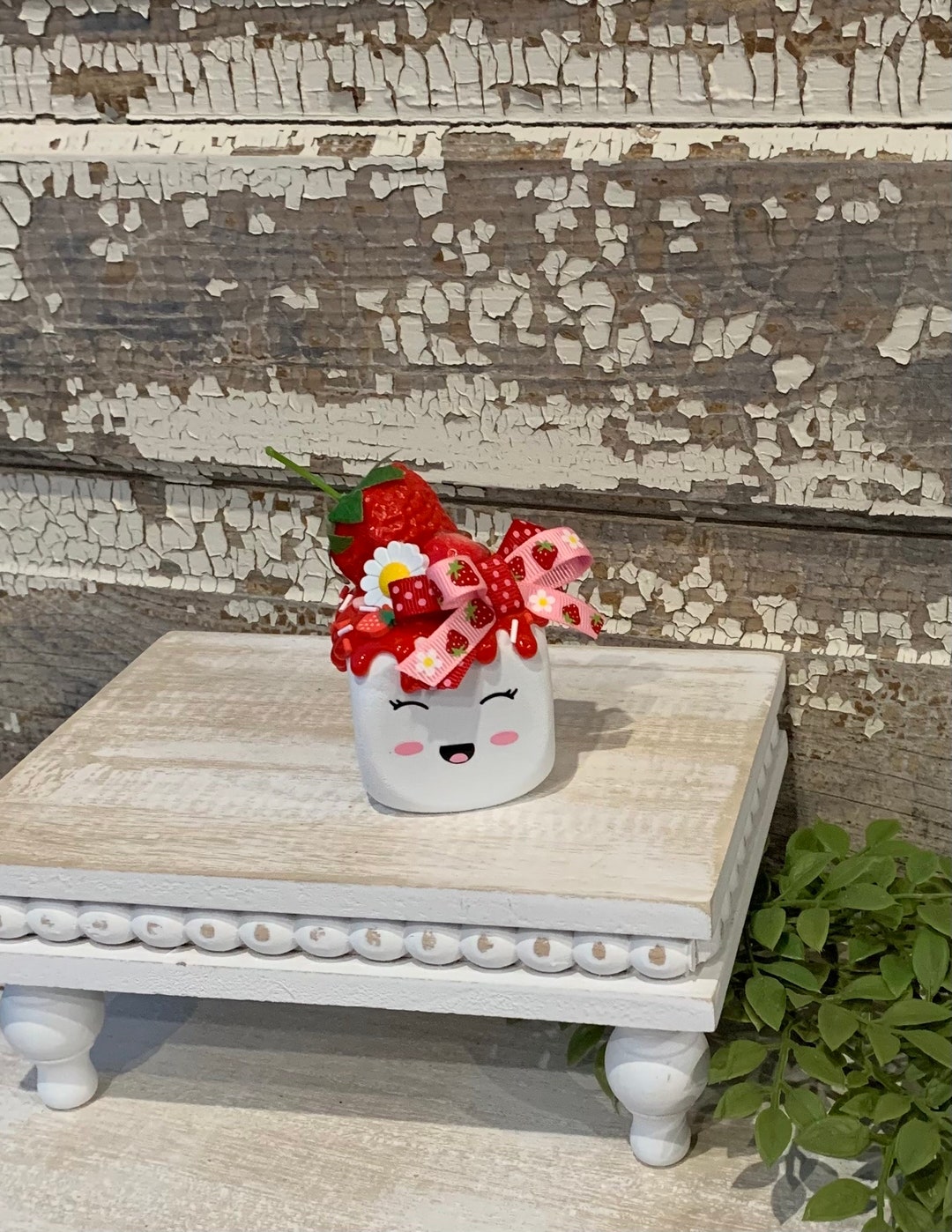 Strawberry Marshmallow Buddy Tiered Tray Decor Fake Bake Faux Food ...