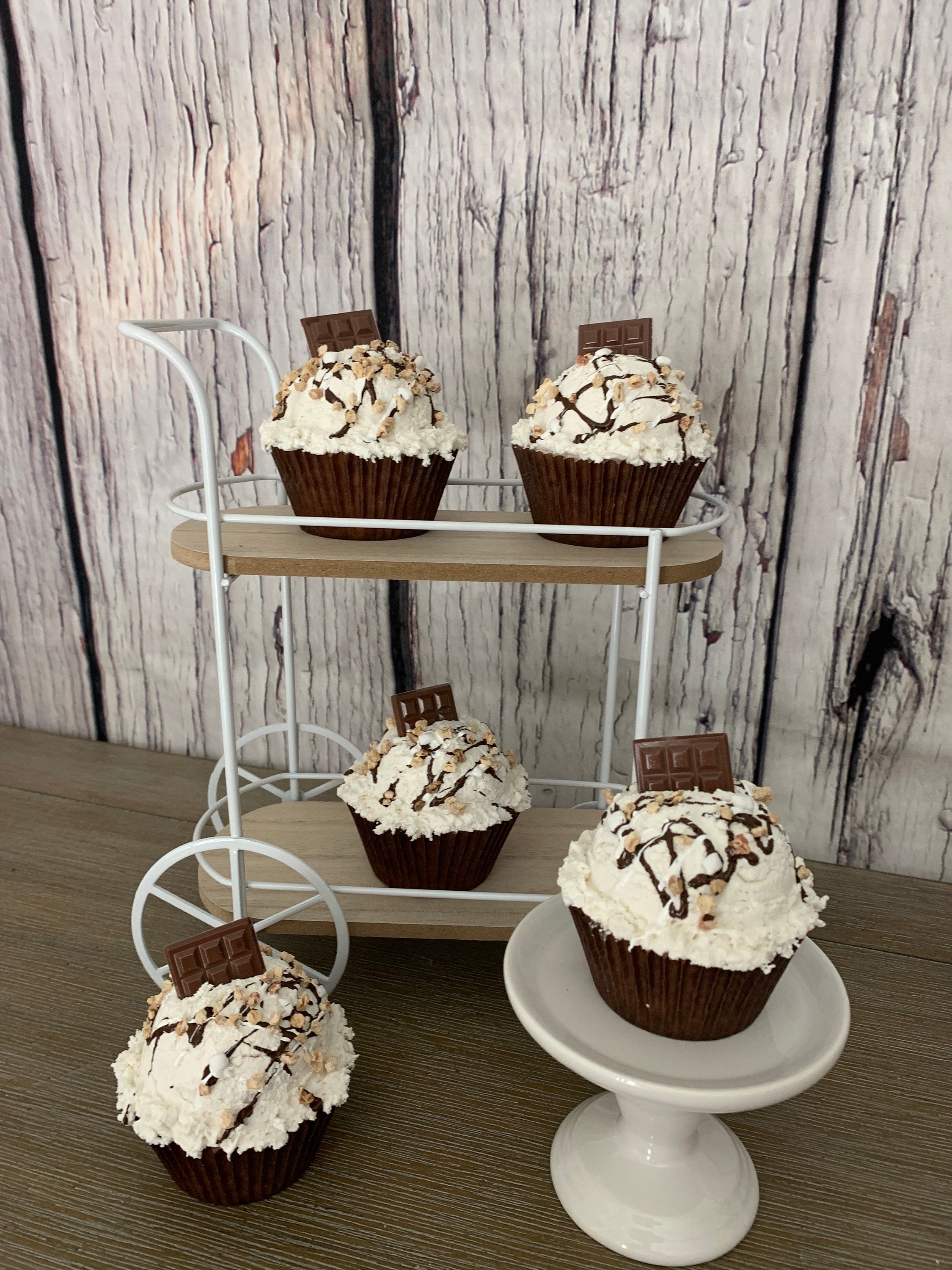 Smores Faux Ice Cream Cupcake Smores Decor Smores Tiered Tray Decor ...