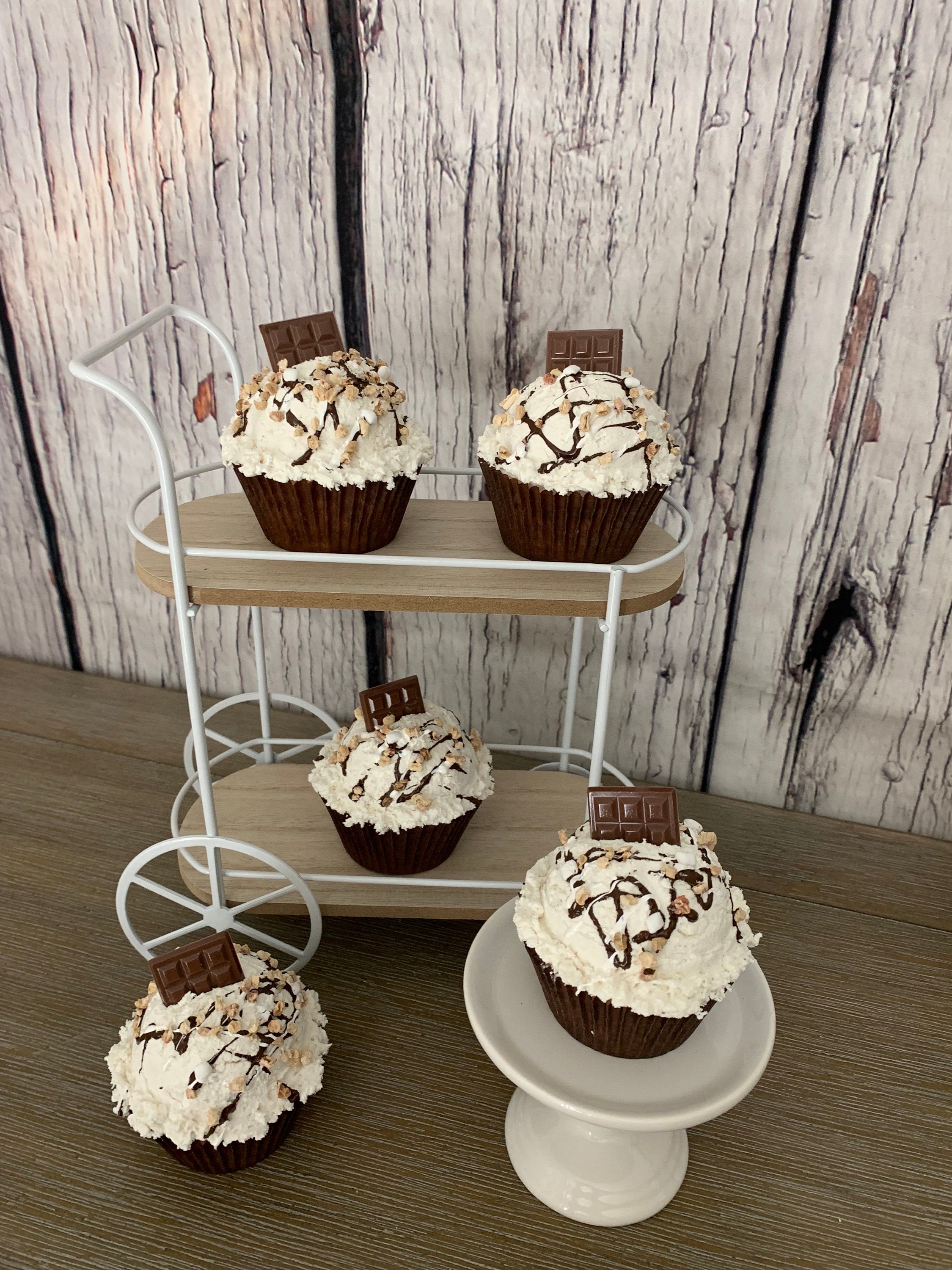 Smores Faux Ice Cream Cupcake Smores Decor Smores Tiered Tray Decor ...