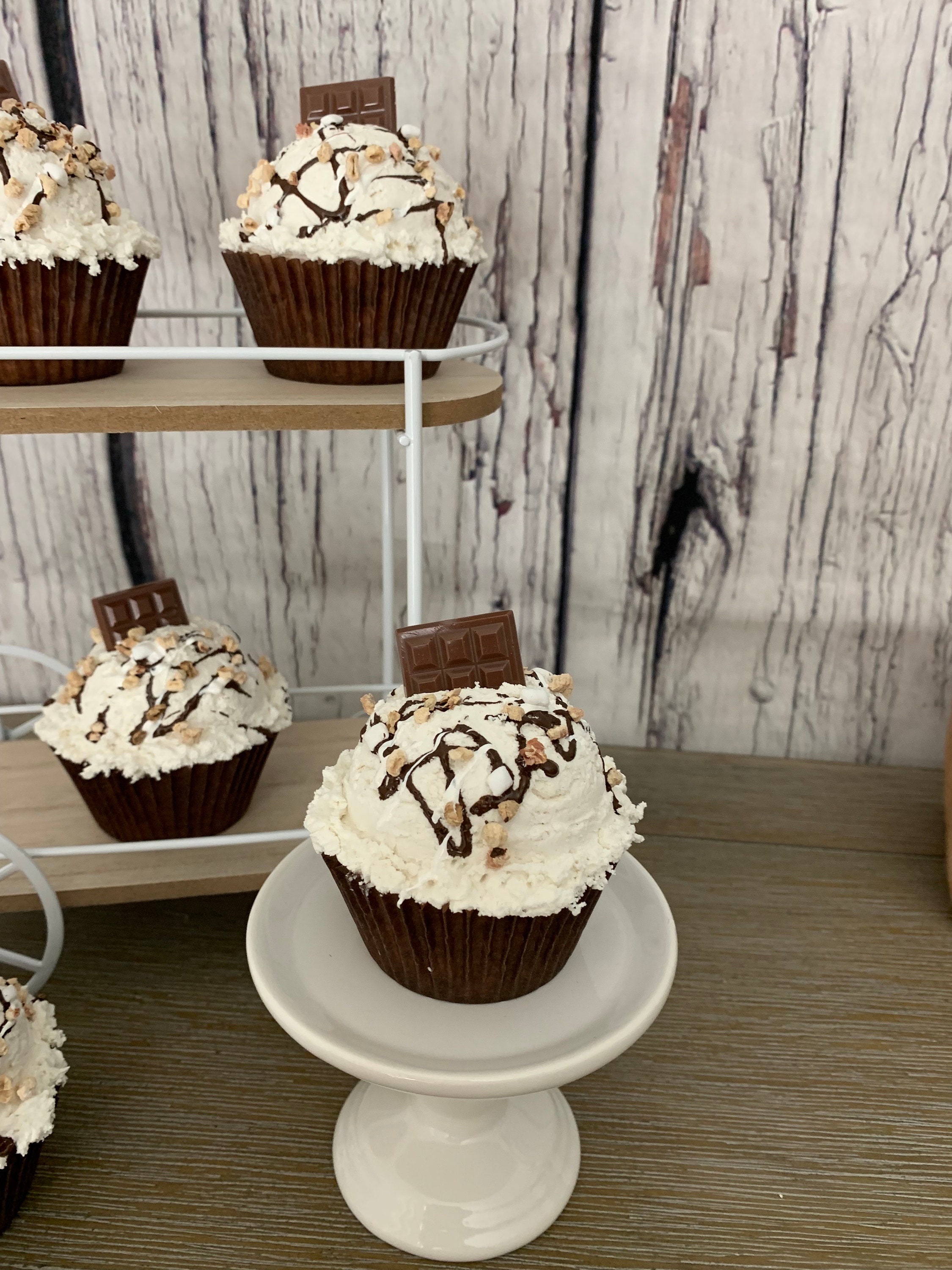 Smores Faux Ice Cream Cupcake Smores Decor Smores Tiered Tray Decor ...