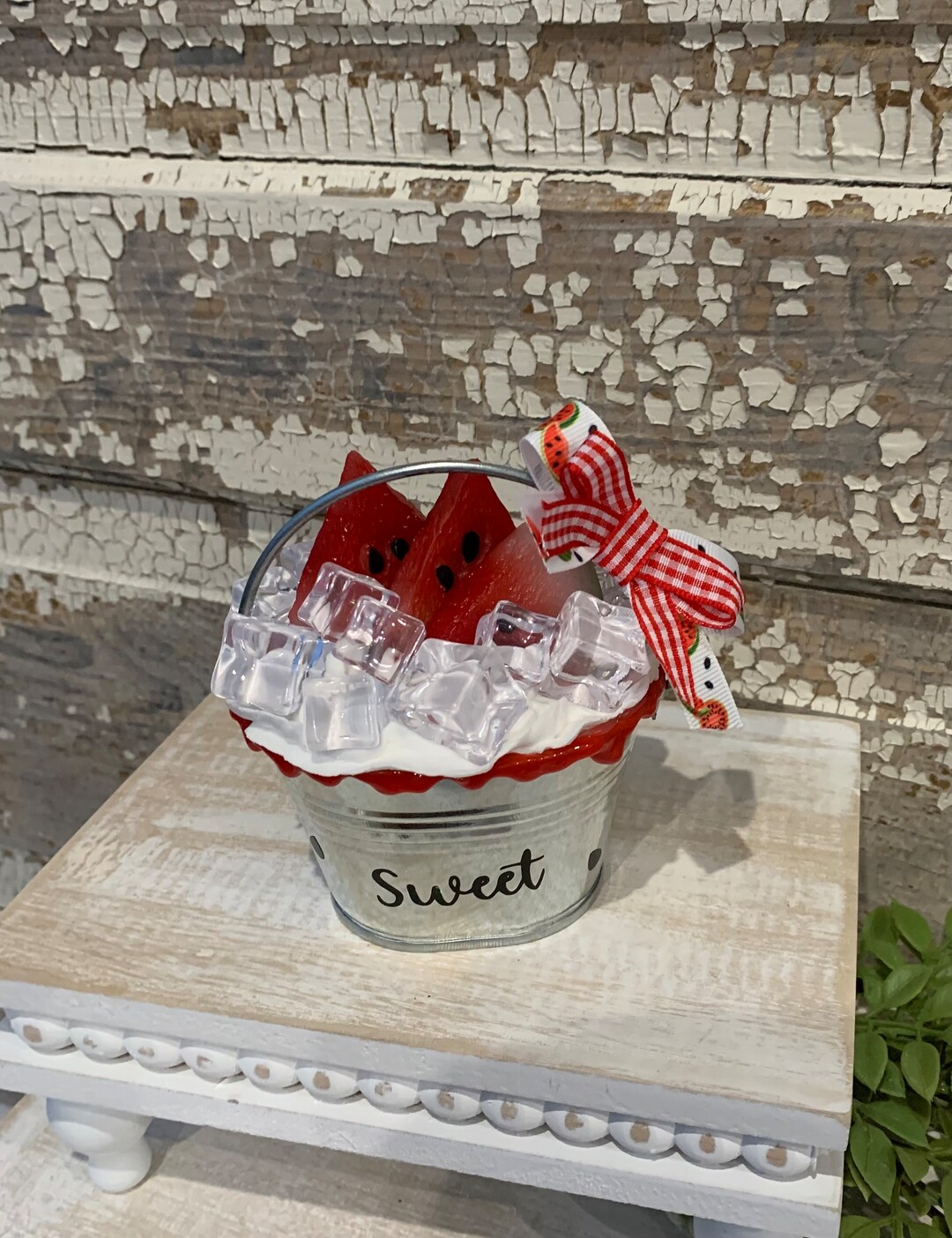 Watermelon Bucket Decor Camper Tiered Tray Home Decor Display Fake Faux ...